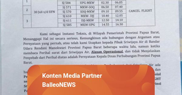 Dinas Perhubungan Kirim Surat Permohonan Maaf Kepada Sriwijaya Air ...